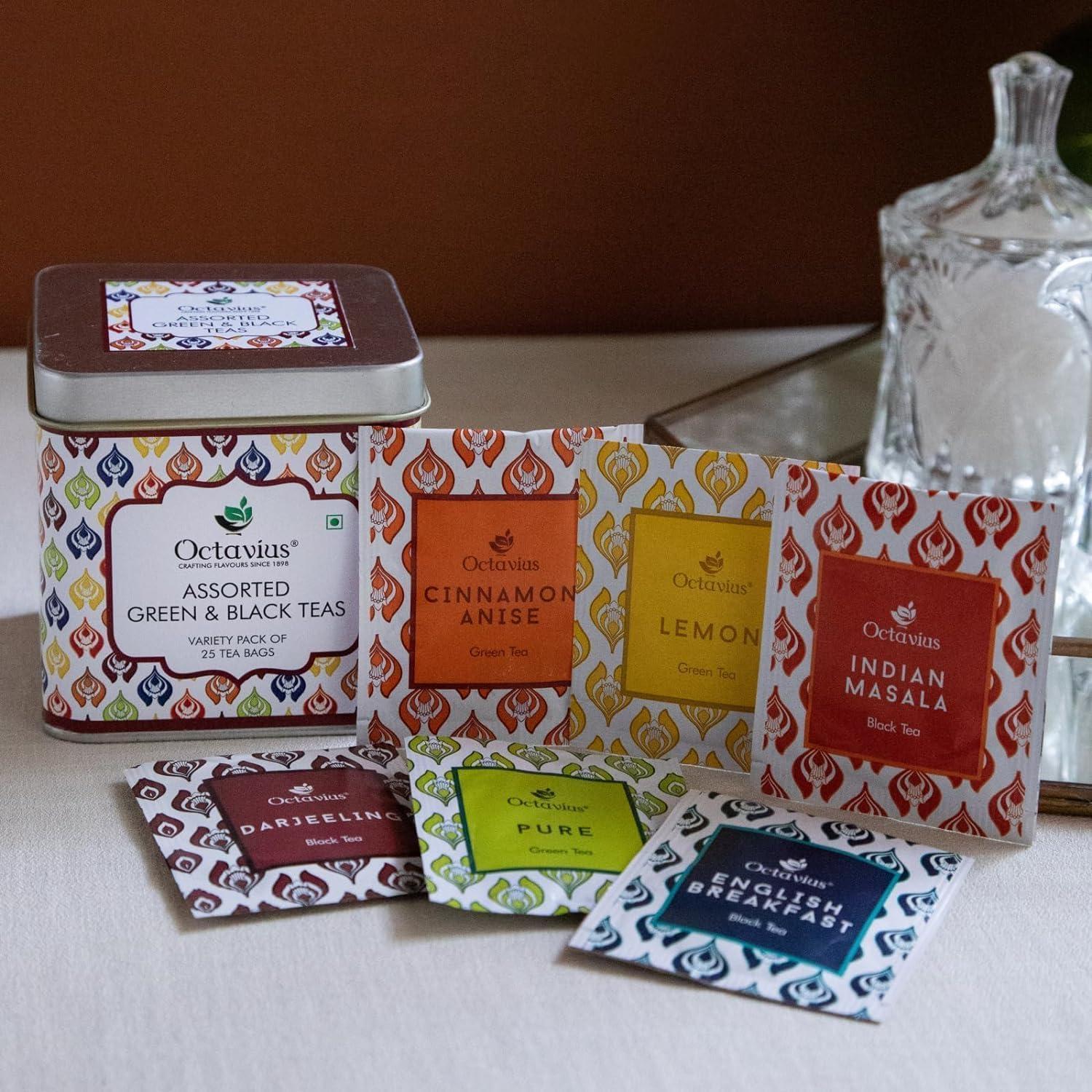 Octavius | Assorted Tea Bag Sampler Gift Set - 6 Tea Flavors | 100 ...