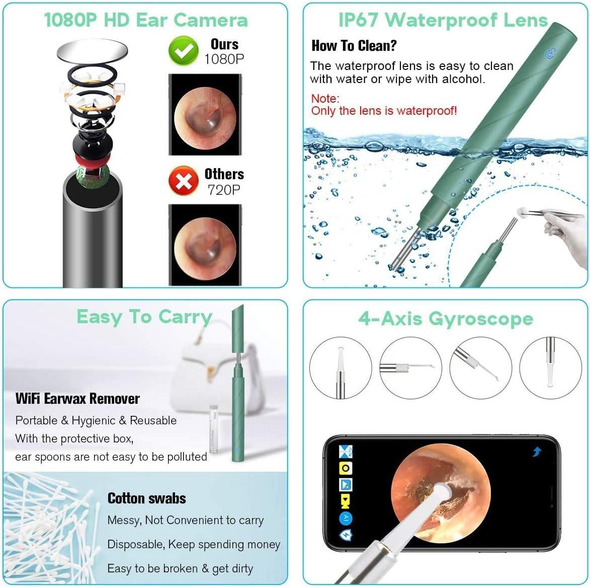 Softula Wireless Otoscope Earwax Removal Tool - 1080P HD WiFi Endoscope ...