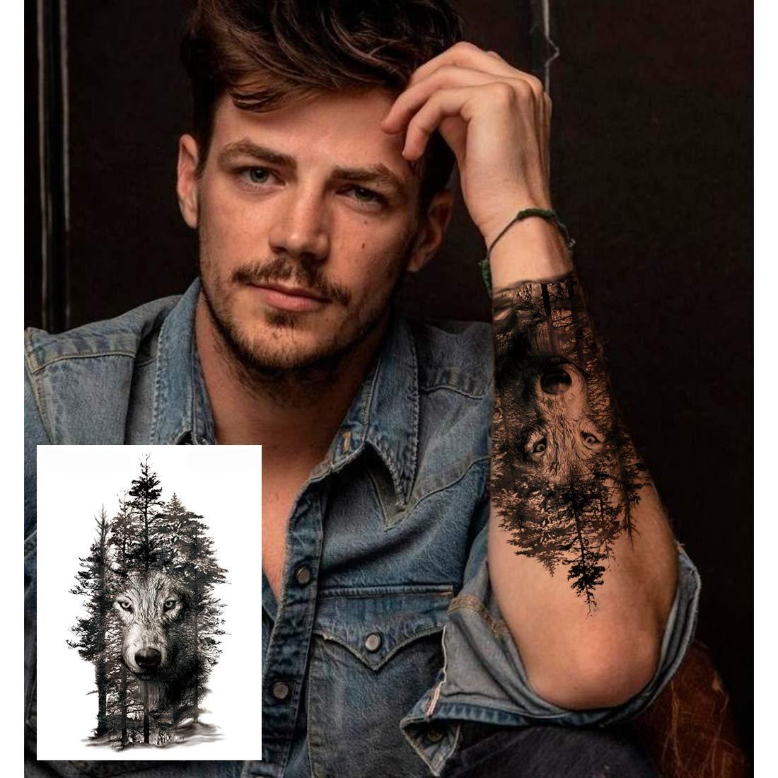 Large Wolf Temporary Tattoos - 10 Sheets | Waterproof Fake Tattoo ...