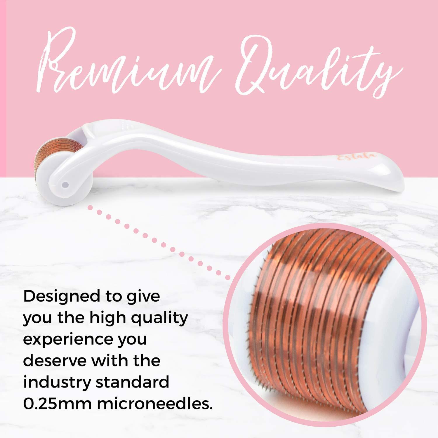 Estala Derma Roller Kit for Face - 540 Titanium Microneedles - 0.25mm ...