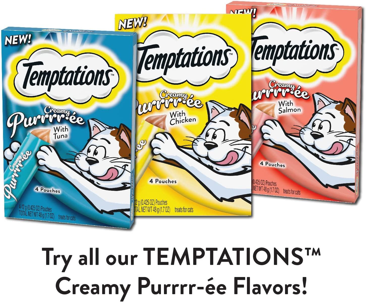 TEMPTATIONS Creamy Chicken Puree Cat Treats - 24-Pack (288g) | Buy Now ...