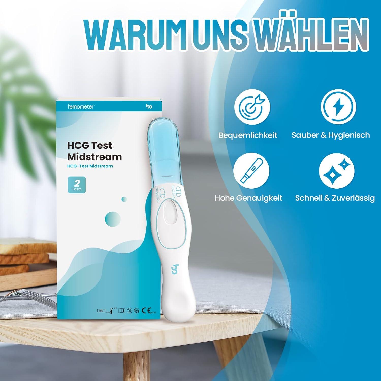 Femometer Early Pregnancy Test - 25 mIU/ml HCG Detection 99% Accuracy 2 ...