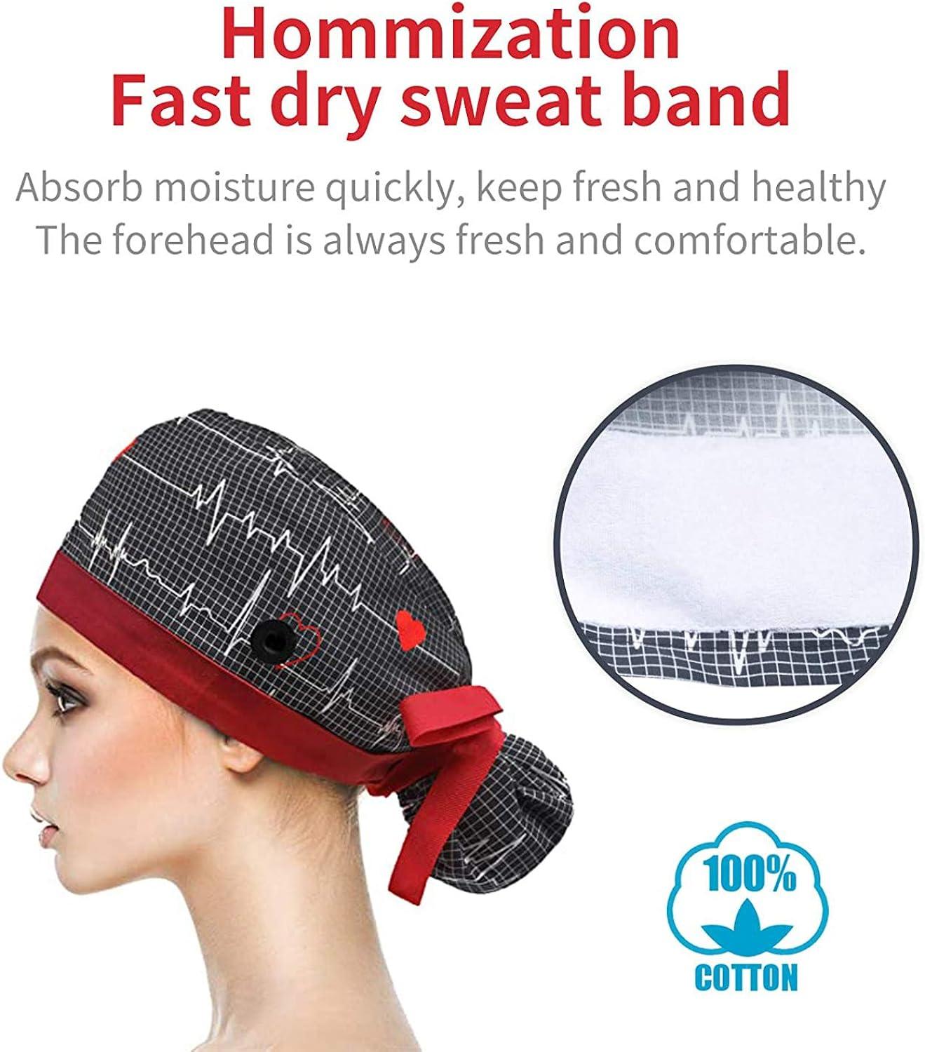 YUESUO 2 Pack Cotton Working Hats with Buttons and Sweatband ...