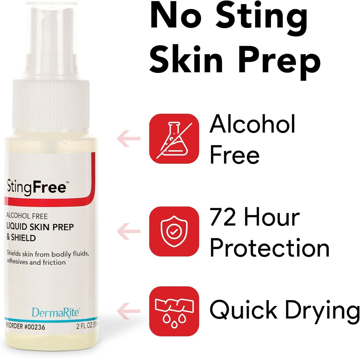 DermaRite StingFree Alcohol-Free Liquid Skin Prep/Protectant Pads 50 ...