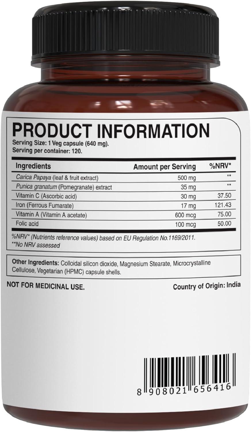 Papaya Complete - 120 Veg Capsules | Supports Platelet Immunity ...