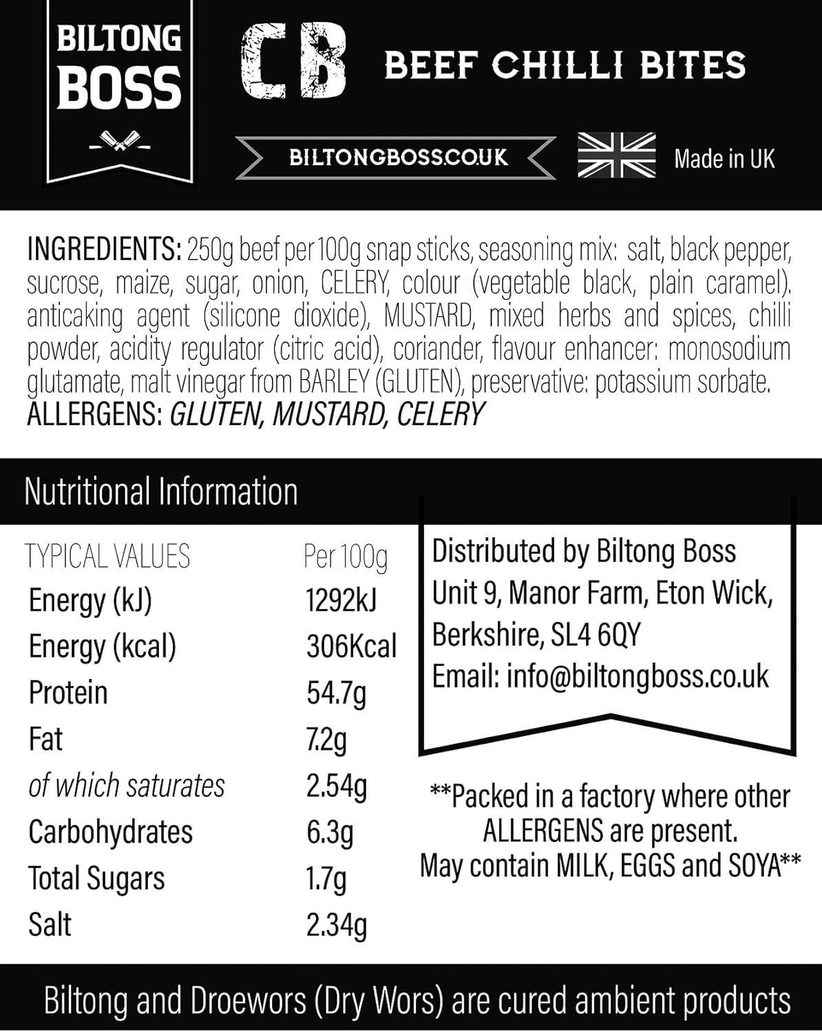 Biltong Boss Chilli Bites (Snap Sticks) - High Protein Snack for Paleo ...