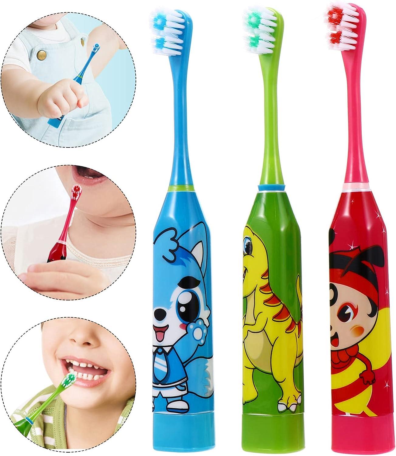 Kids Automatic Soft Toothbrush Set | Gentle Cartoon Whitening Heads ...