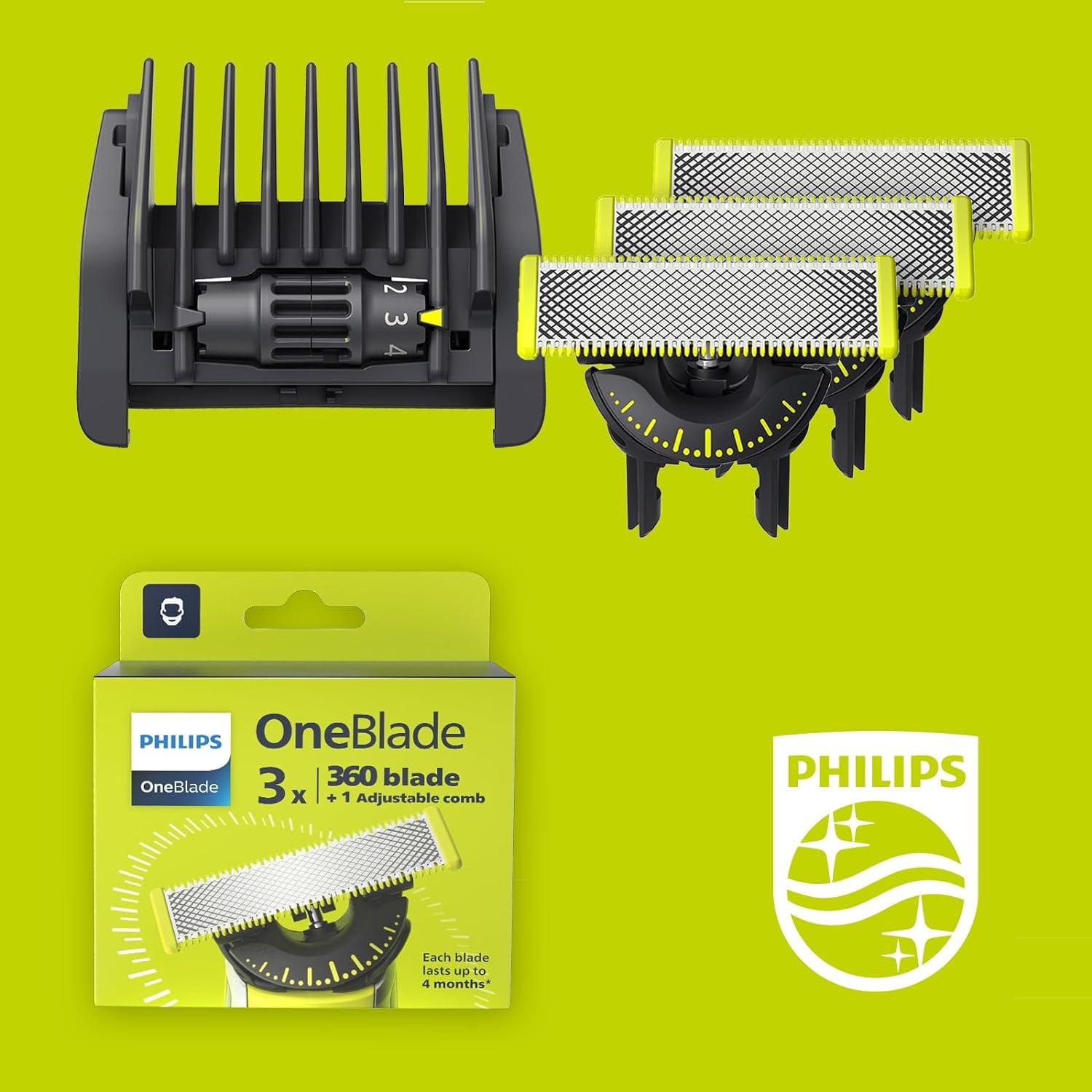 Philips OneBlade Replacement Blade x3 - New, 360 Design for Precision ...