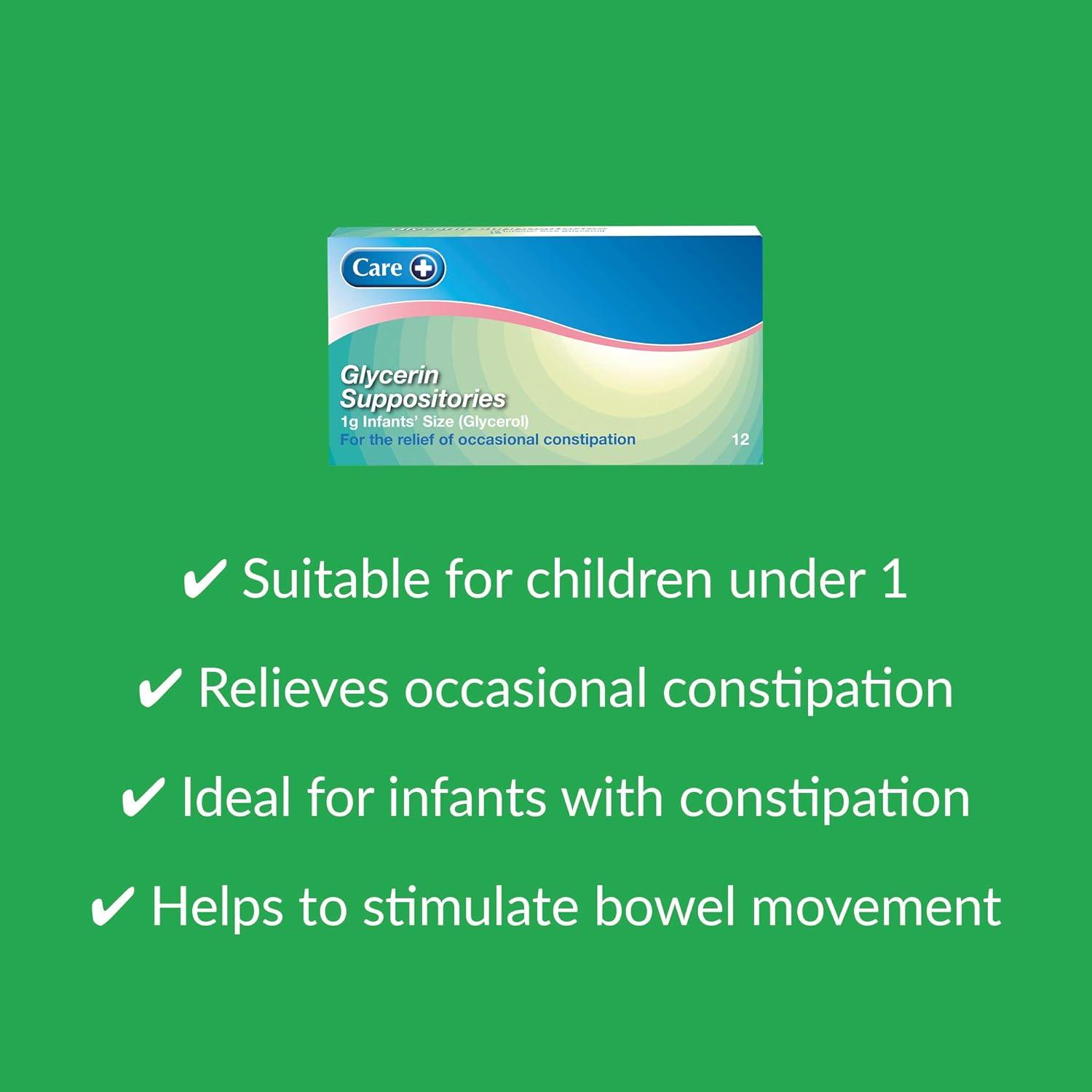 Care Infant Constipation Relief Suppositories - 12s (1g Glycerol)