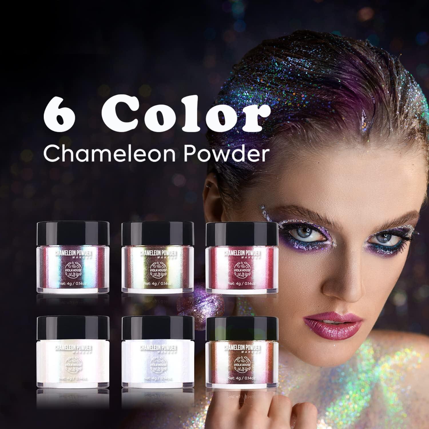 Viola HOUE Chameleon Glimmer Powder Nail Art Pigment Set - Glitter ...