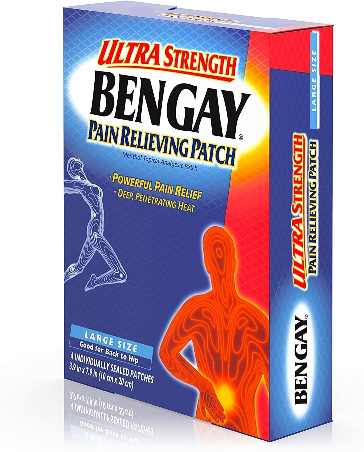 BENGAY Ultra Strength Pain Relieving Patches - Large Size 4 Each - Pack ...