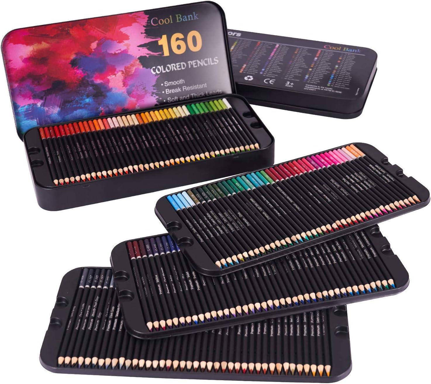COOL BANK 160 Professional Colored Pencils Set for Coloring Books ...