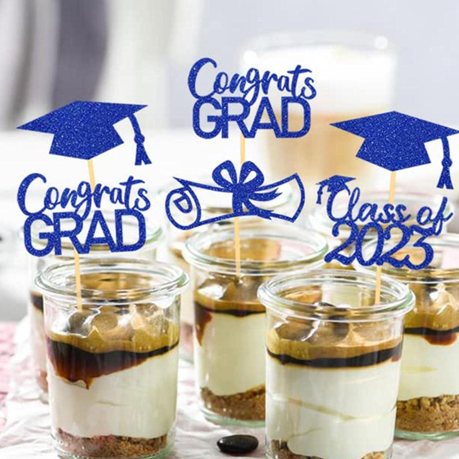 JINGLING Graduation Cake Toppers 24 Piece Graduation Cupcake Toppers ...