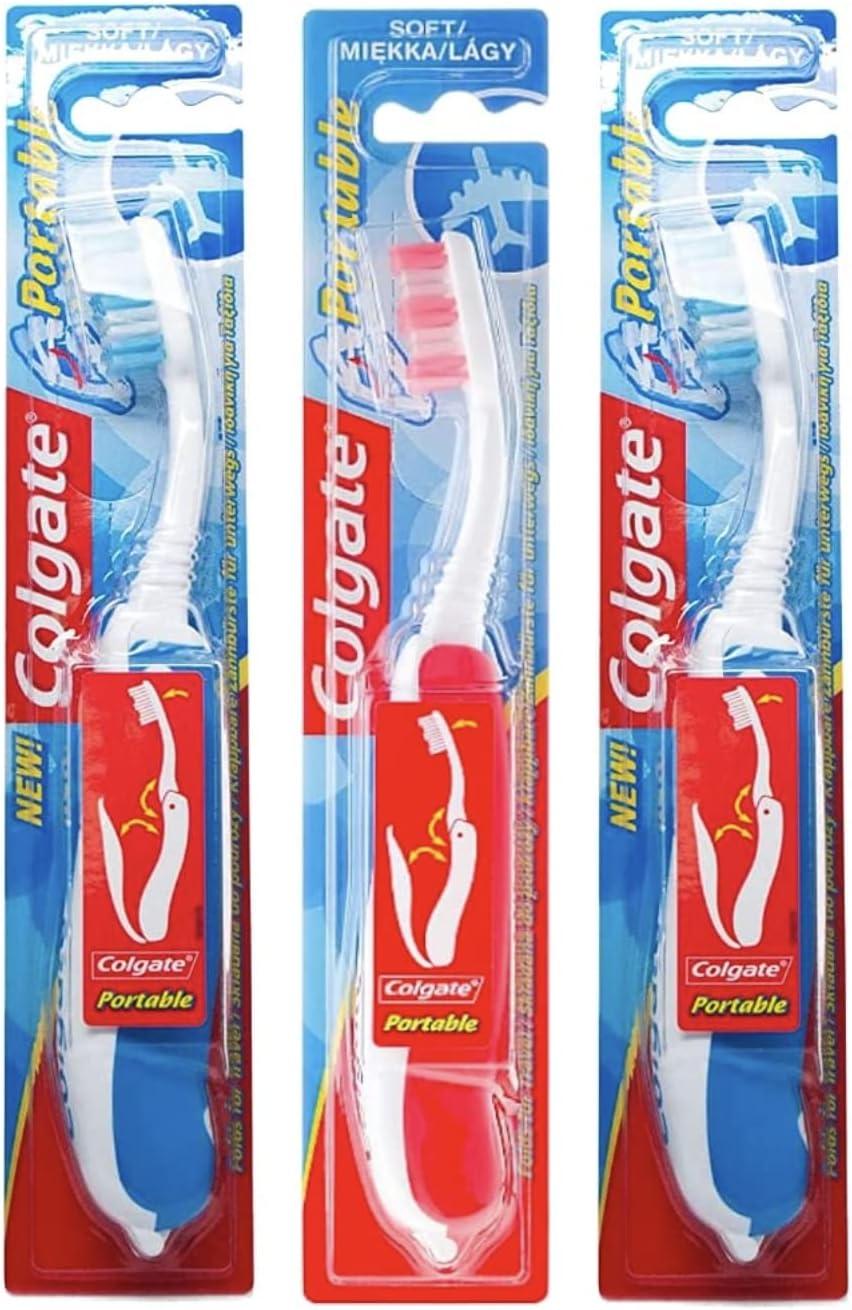 3-Pack Colgate Portable Folding Soft Toothbrushes & 50-Pack Dental ...