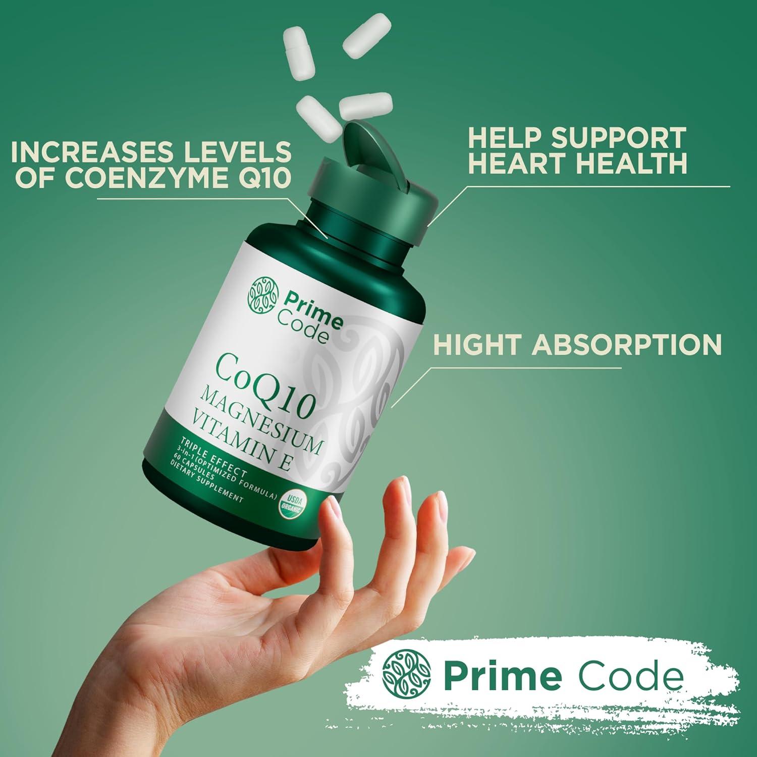 Buy Prime Code 3-in-1 CoQ10 250mg with Magnesium Glycinate & Vitamin E ...