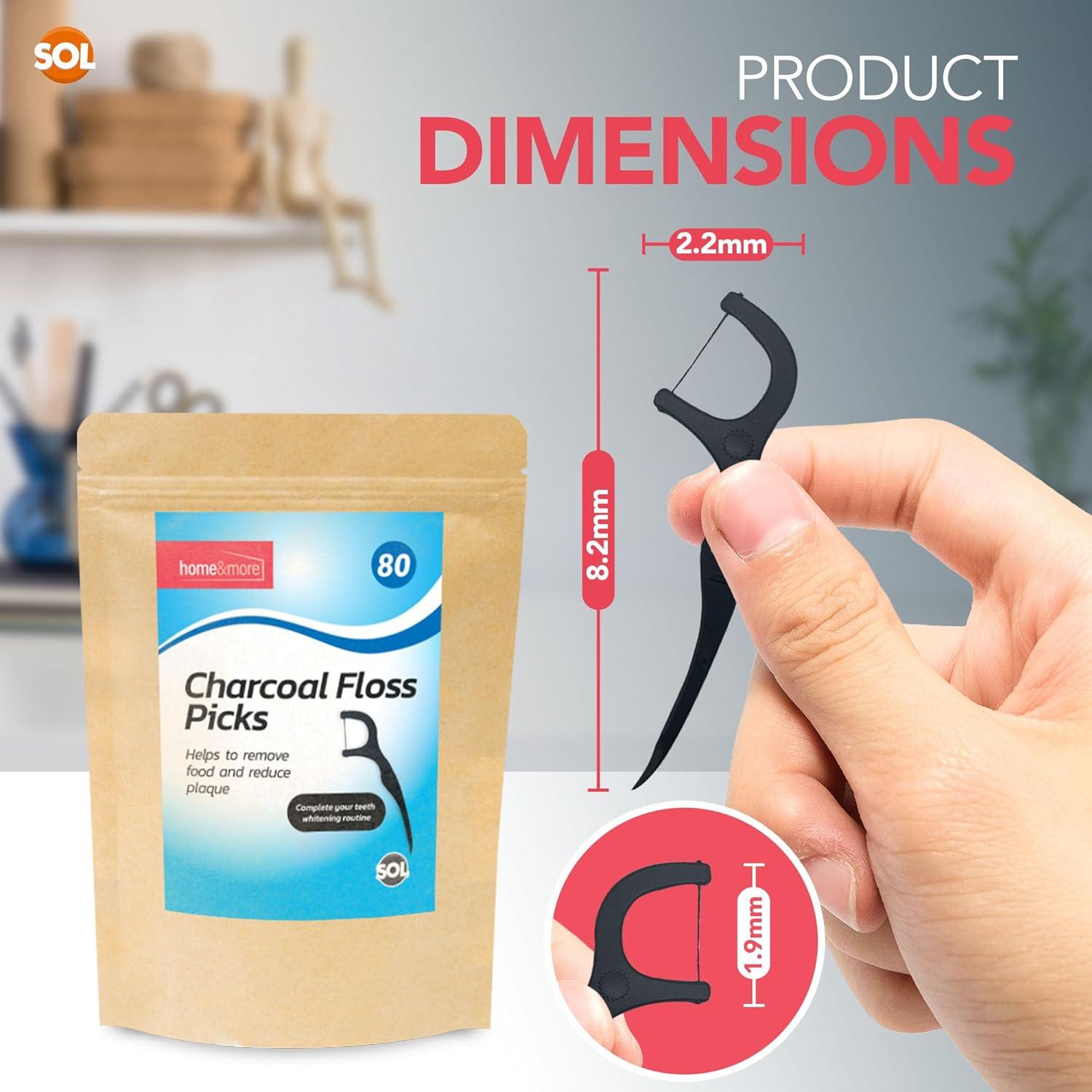 80pk Biodegradable Charcoal Tooth Floss Picks for Dental Care | Buy Now ...