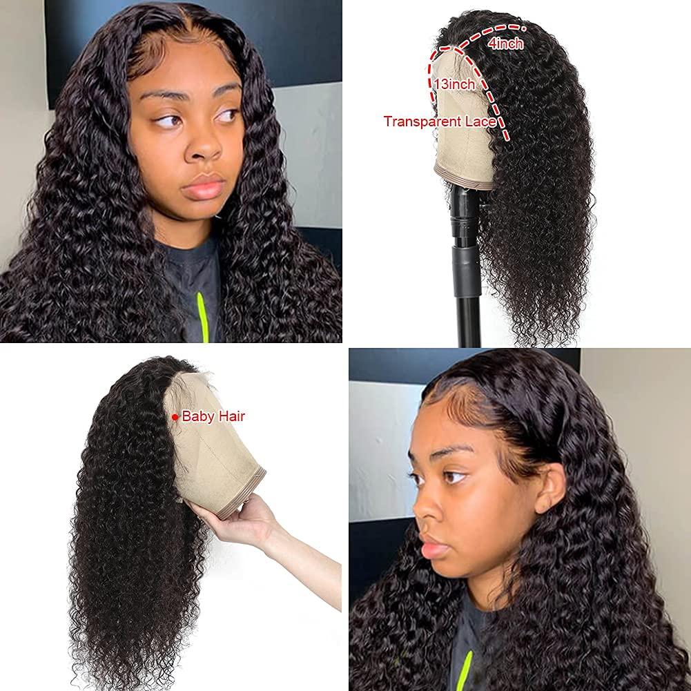 Lace Front Human Hair Wig 20 Deep Wave Pre Plucked Brazilian Virgin ...