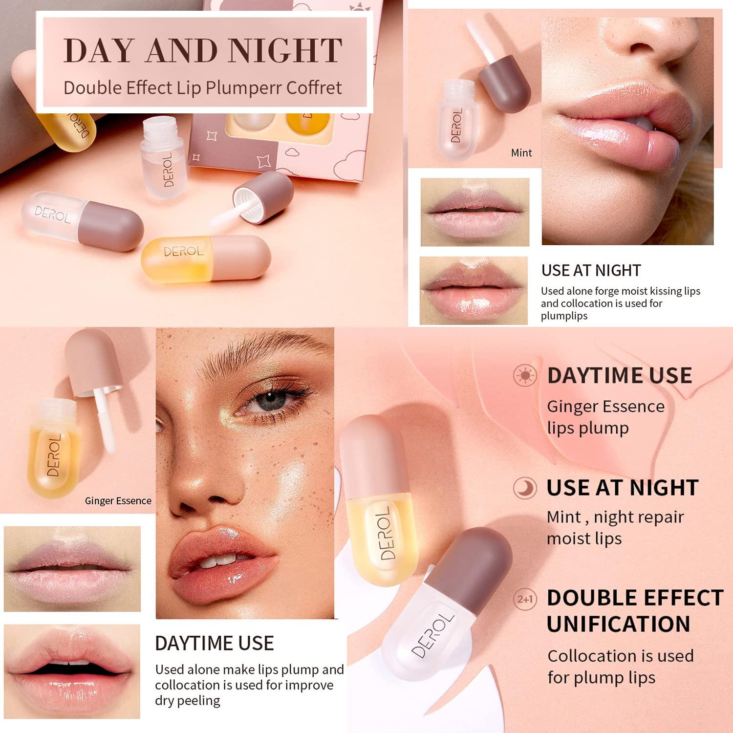 DEROL Lip Plumper Set: Natural Lip Enhancer Serum + 6Pcs Matte Liquid ...