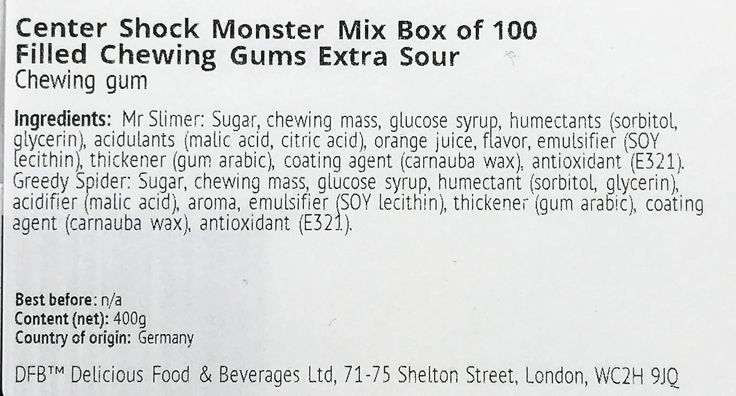 Center Shock Monster Mix Box of 100 Filled Chewing Gums Extra Sour ...