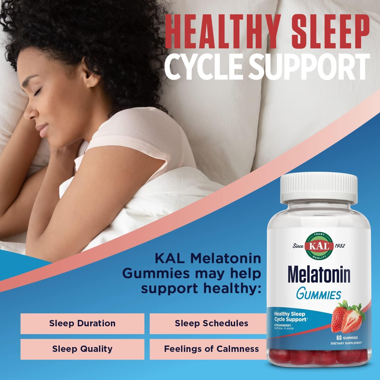Buy KAL Melatonin Strawberry Gummies 5mg - 60 Count | Sleep Aid ...