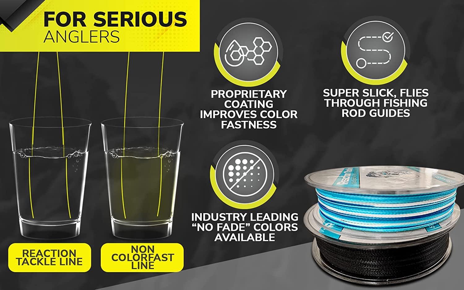 Reaction Tackle Braided Fishing Line - 30 LB Hi Vis Yellow | 500 yards ...