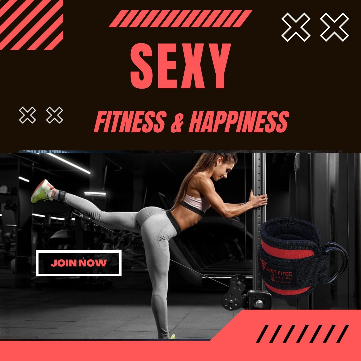 Just Fitee Fitness Foot Loops - Padded D-Ring Cable Pulls for Kickbacks & Leg Training | Ankle ...