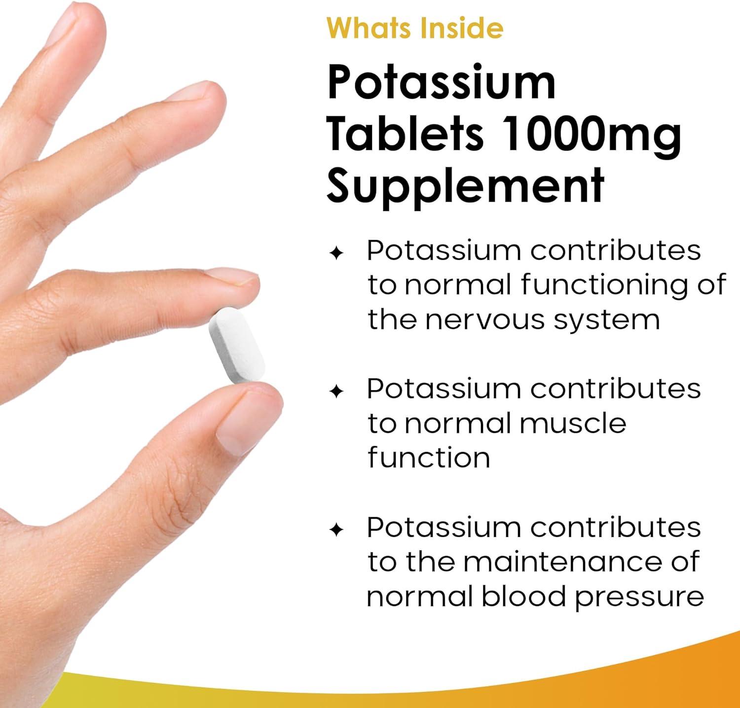 High Strength Potassium Supplement - 180 Vegan Tablets for Muscle ...