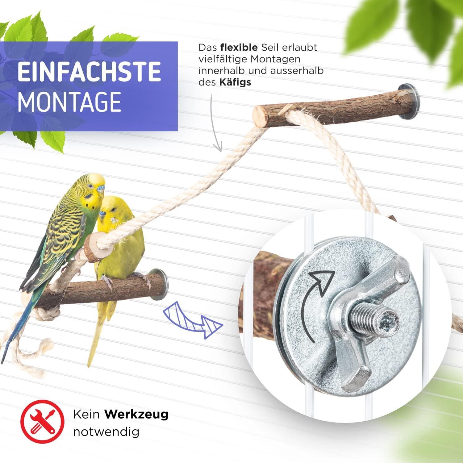 Exciting Climbing Rope for Birds - 3 Sliding Natural Wood Seat Rods for ...