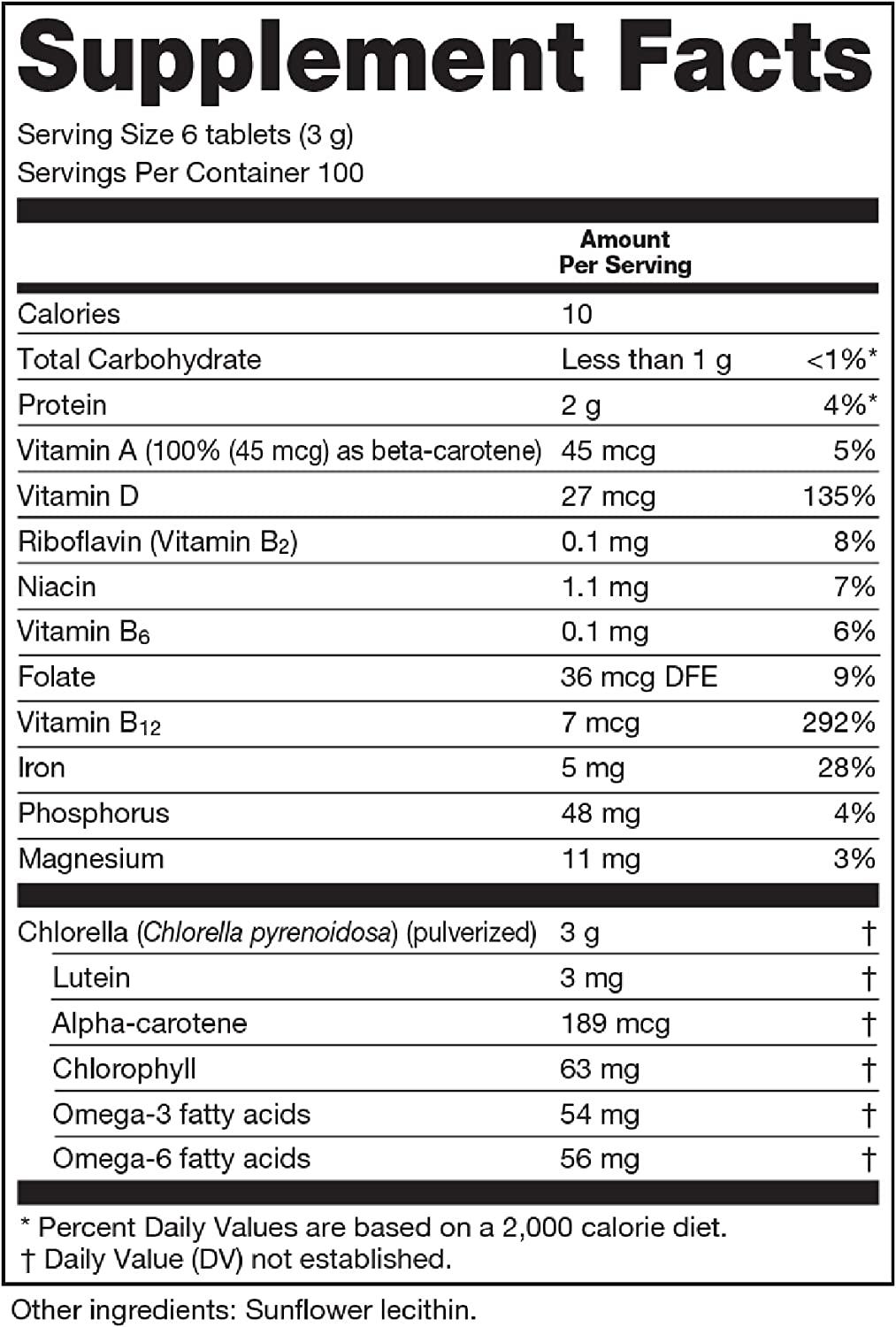 Sun Chlorella 500mg Superfood Supplement - Whole Body Wellness, Immune ...