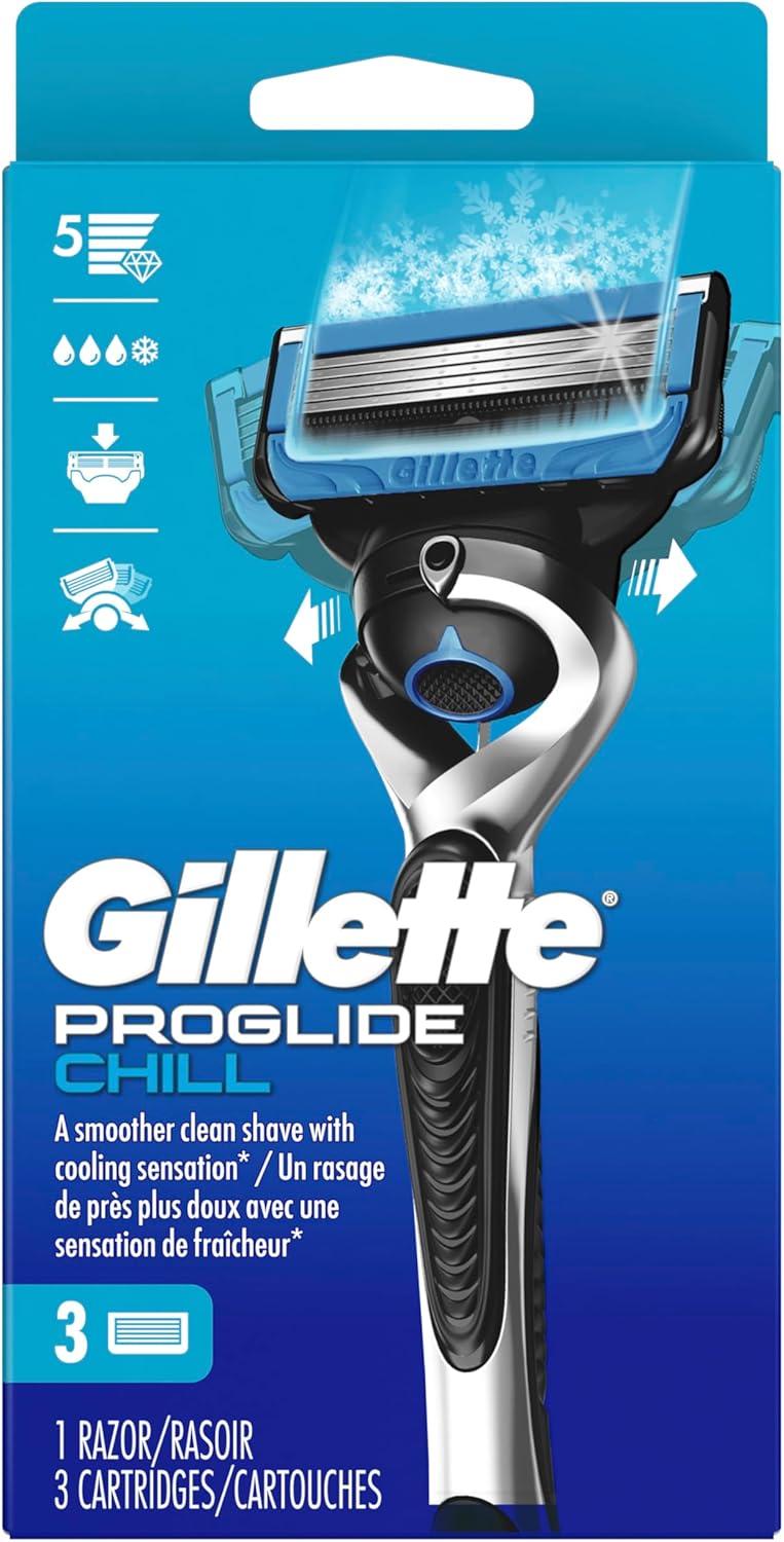 Gillette Proshield Chill Mens Razor Handle + 3 Blade Refills Handle + 3 ...