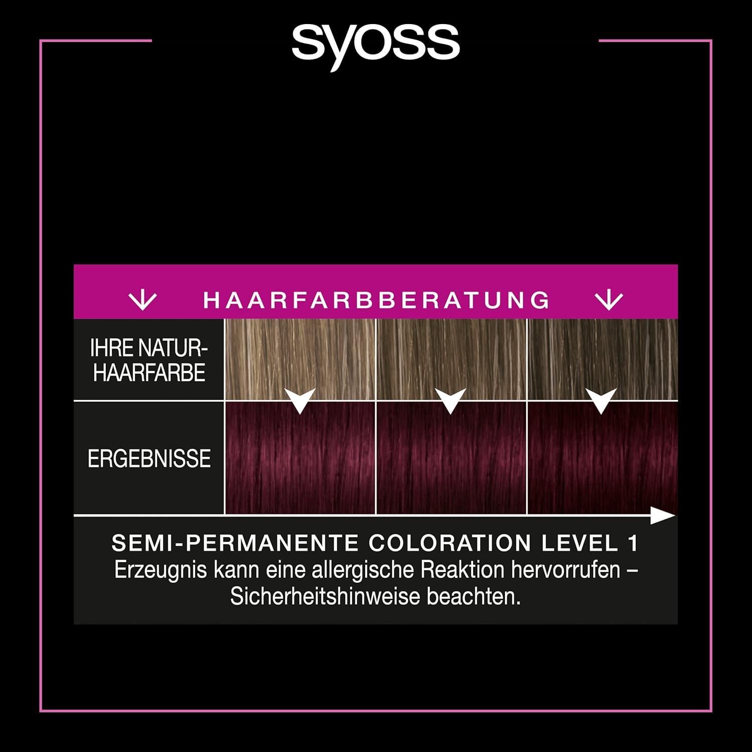 Syoss 3 x 60ml Bottles Semi-Permanent Hair Dye Bright Red 7 Day Root ...