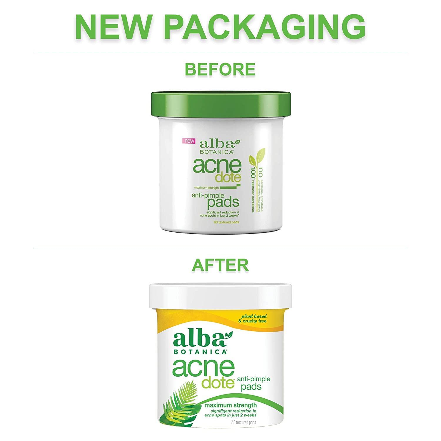 Alba Botanica Acnedote Anti-Pimple Pads - Maximum Strength 60 Textured ...