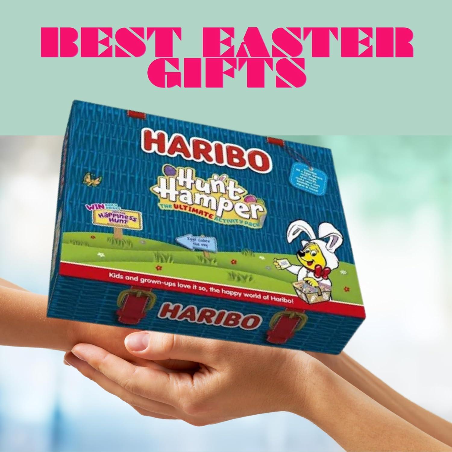 Easter Hamper Haribo Hunt 320g with 2x Easter Bunny Decorations & Cards ...
