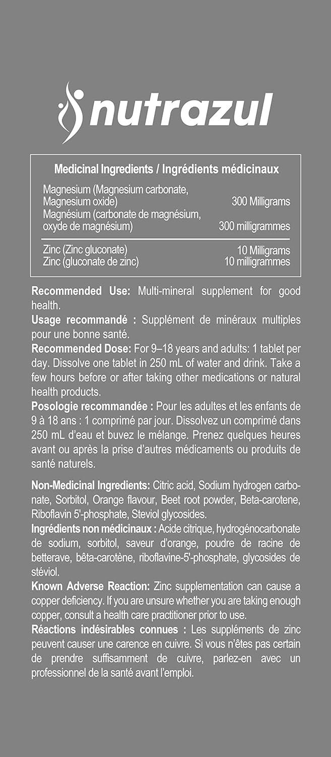 Nutrazul Active (Magnesium and Zinc) Effervescent Tablets- Orange 20 s ...