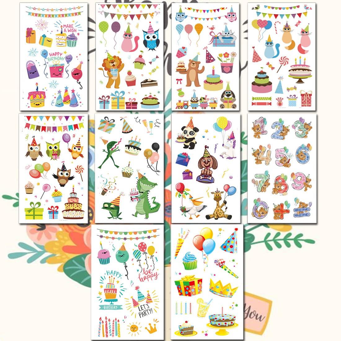 Ooopsiun Happy Birthday Temporary Tattoos for Kids - Fun Party Favors ...
