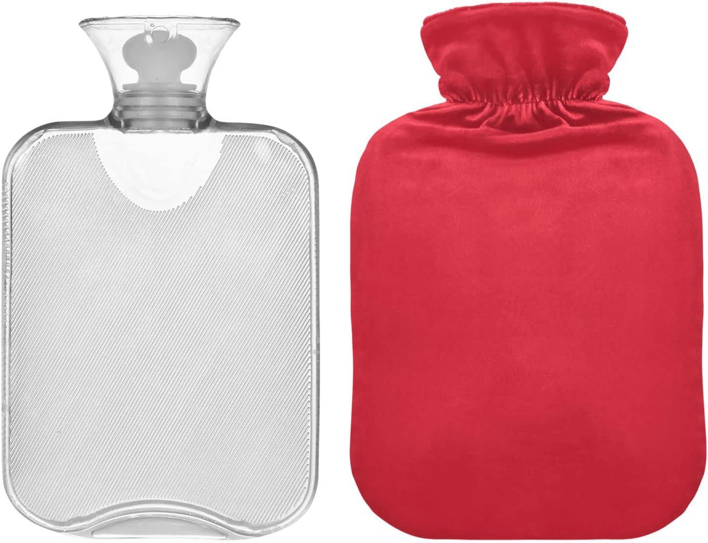 Red Hot Water Bottle with Cover - 2L Heating Bottle for Pain Relief ...