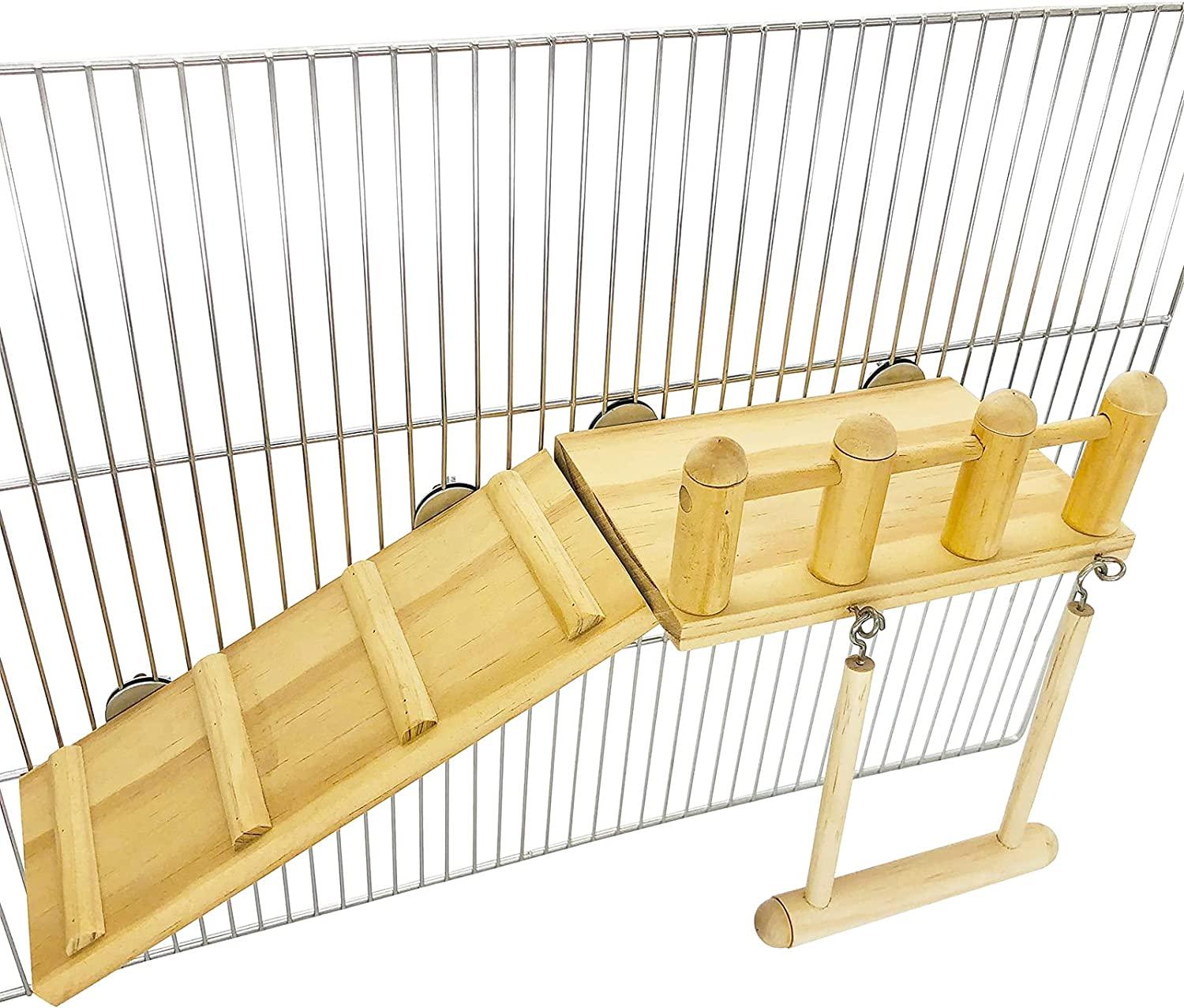 Parrot Climbing Ladder Playground with Swing & Stand - Bird Cage Chew ...