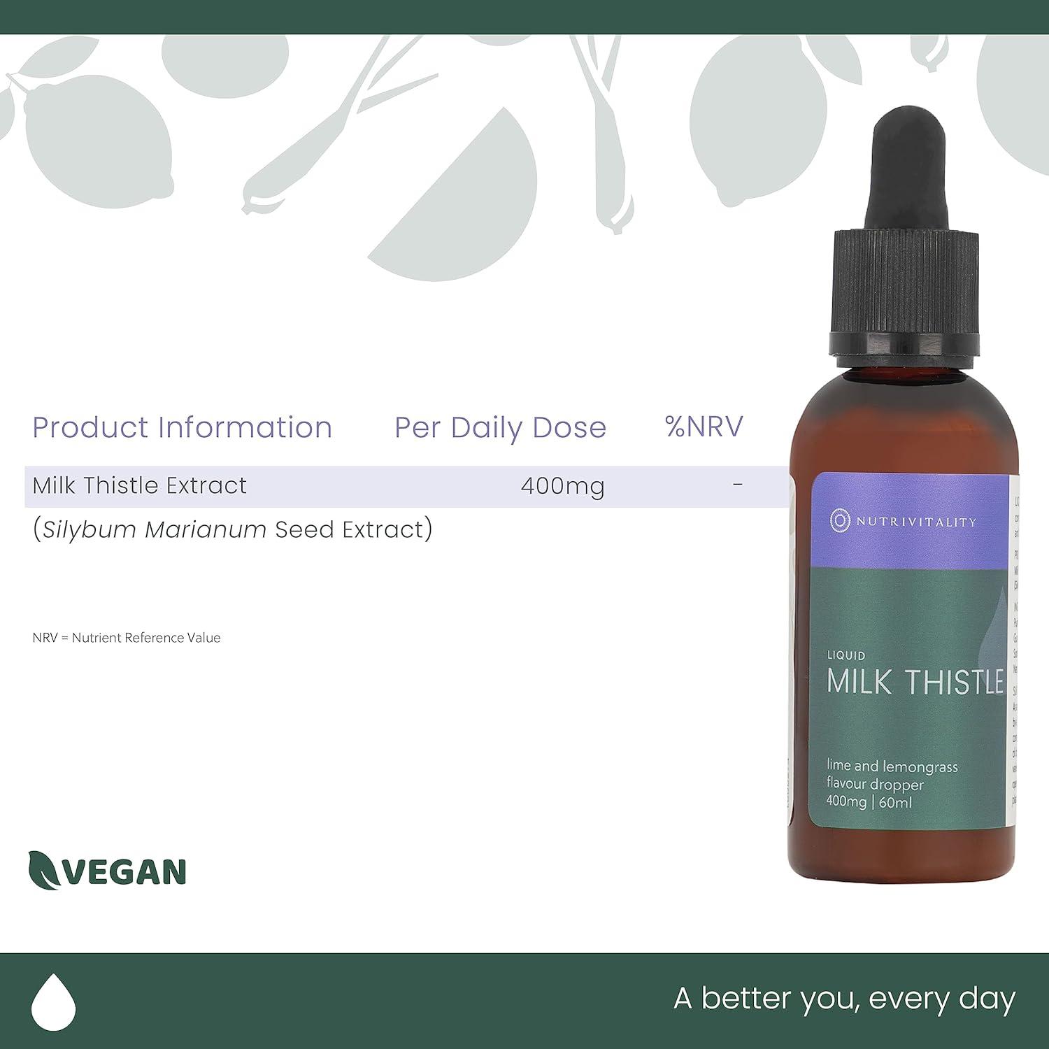 Nutrivitality Liquid Milk Thistle Dropper 60 ml - 30 Days - Contains Silymarin - Natural Detox ...