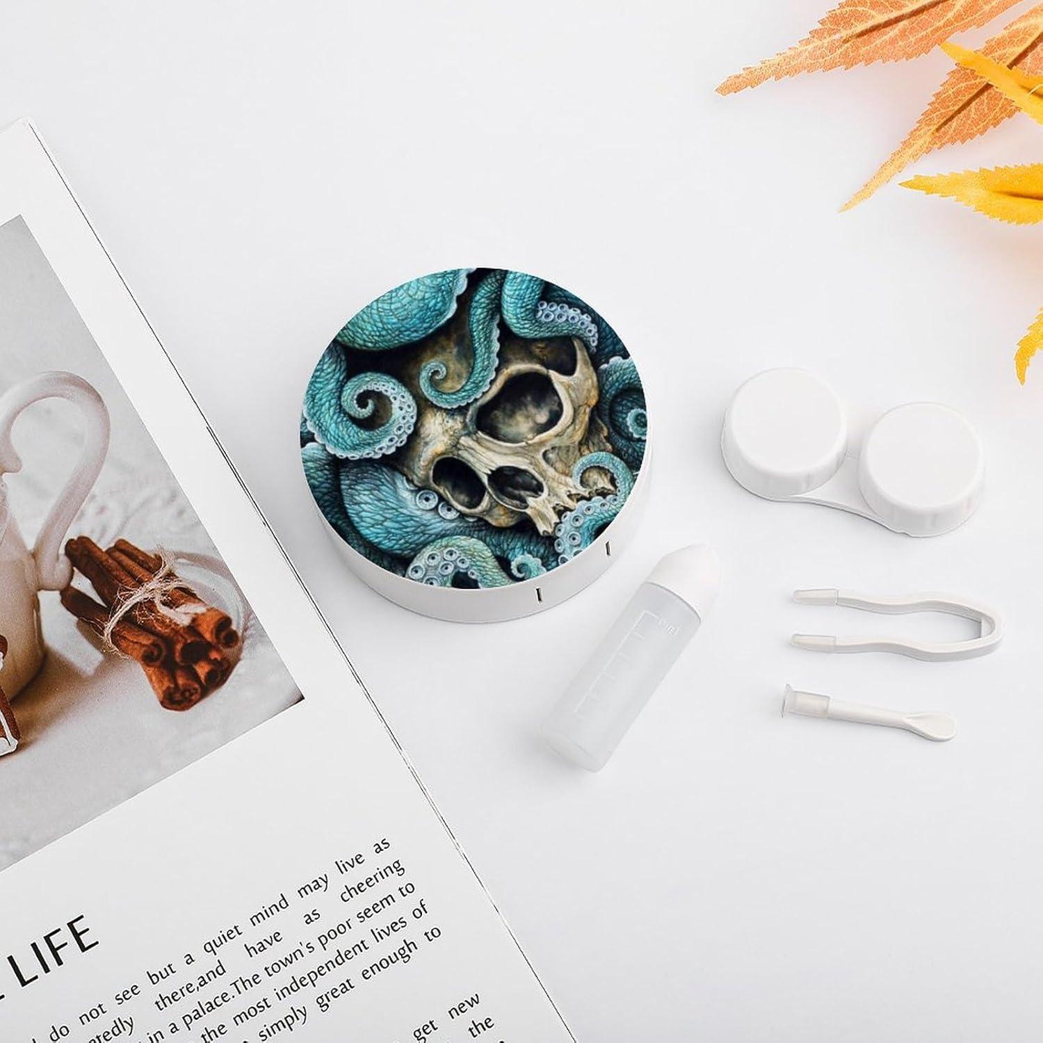Skull Octopus Art Contact Lens Kit - Portable Storage Box with Mirror ...