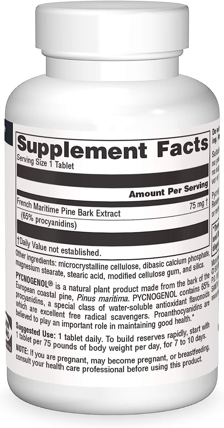 Source Naturals Pycnogenol 75mg Proanthocyanidin Complex - 30 Tablets ...