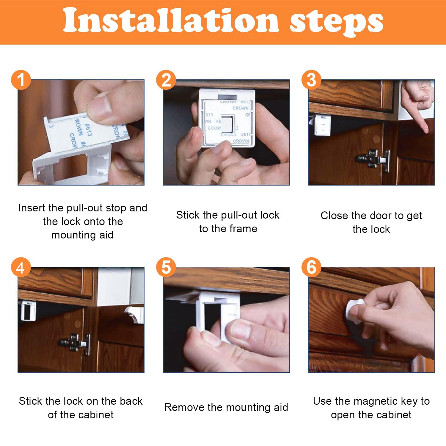 Magnetic Baby Drawer Lock - Child Safety Cabinet Locks with 4 Locks & 1 ...