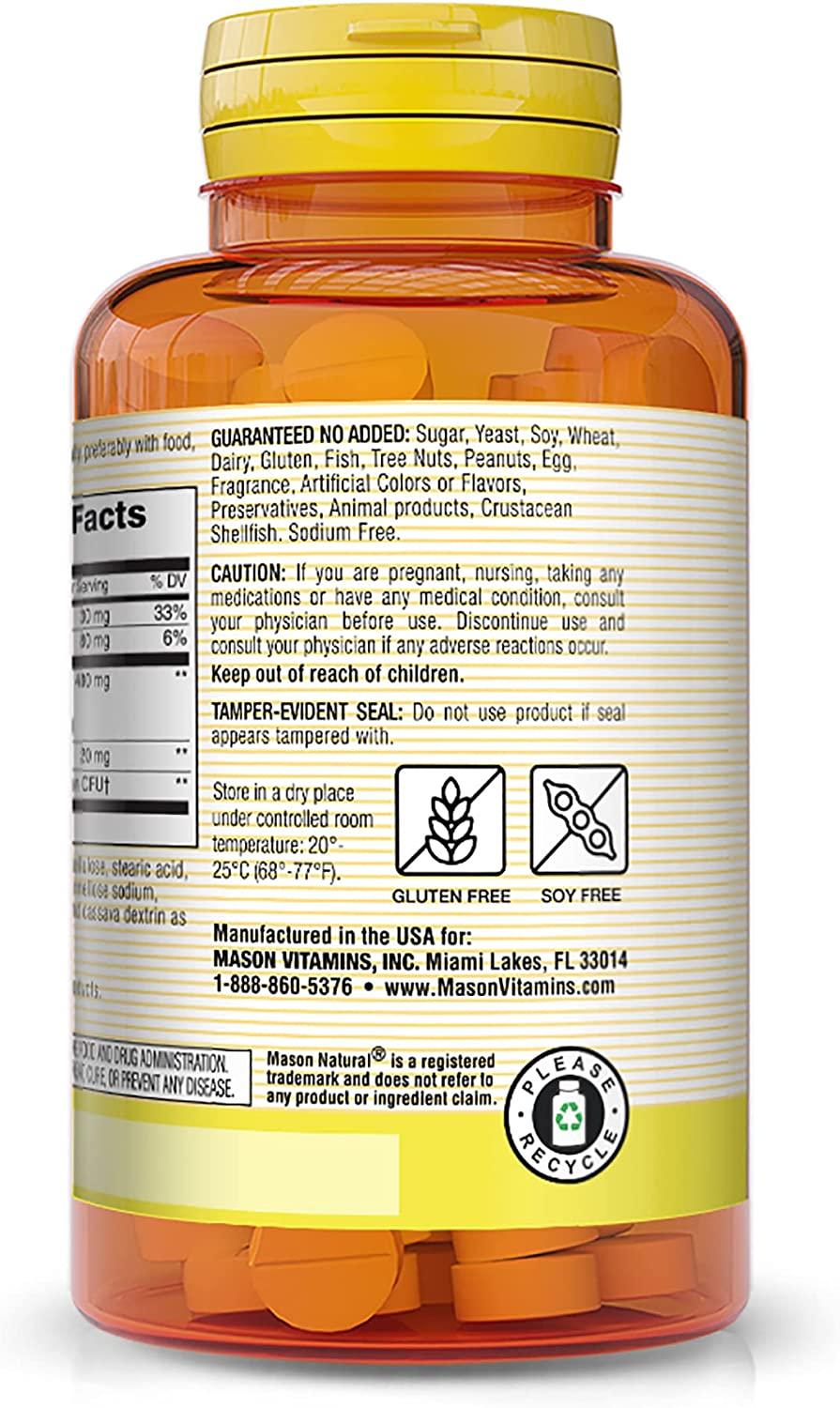 Mason Natural Cranberry Probiotic - Highly Concentrated 60 Tablets ...