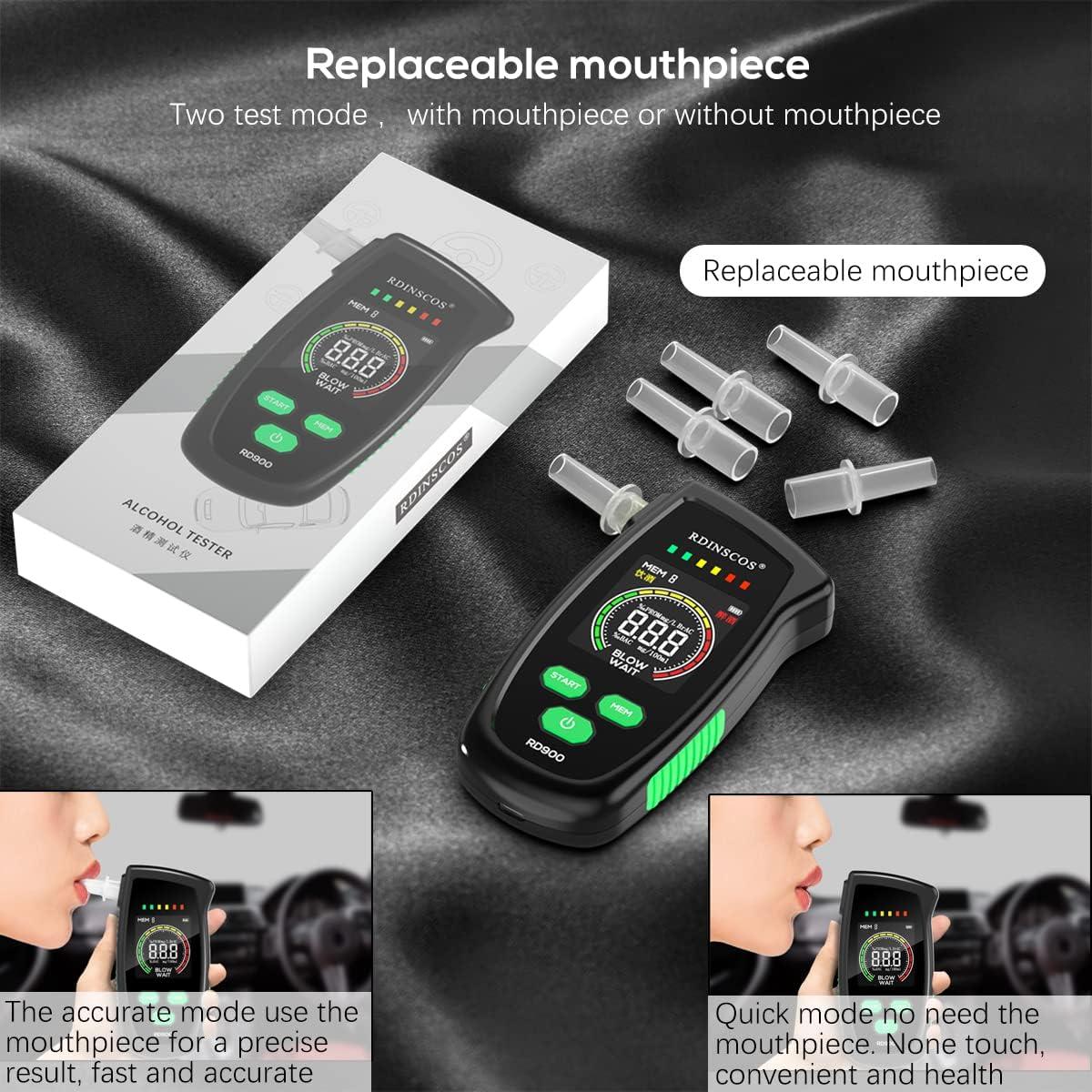 Portable Breathalyzer Alcohol Tester with 5 Mouthpieces - Green | Home ...