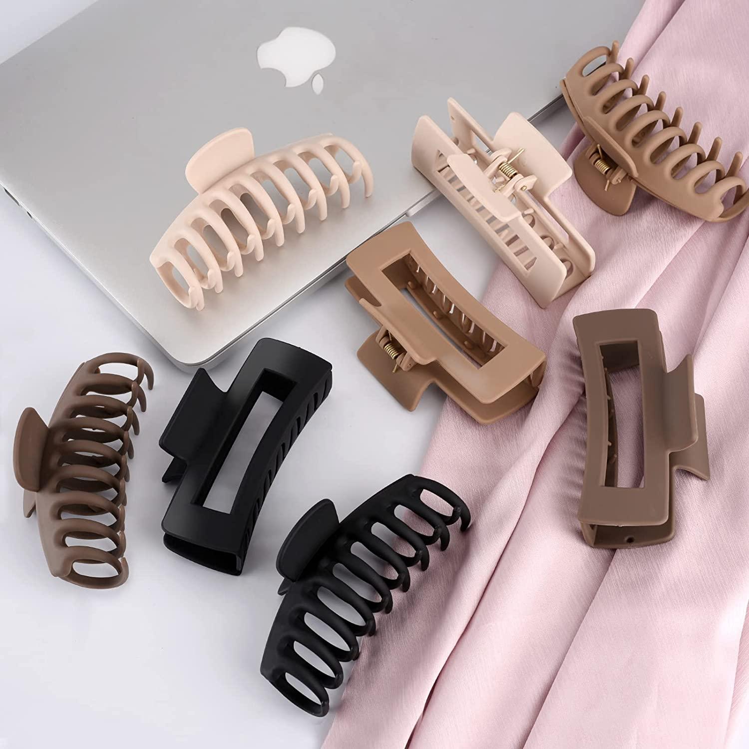 8 Pack Large Hair Claw Clips for Women - Strong Hold Matte Banana Clips ...