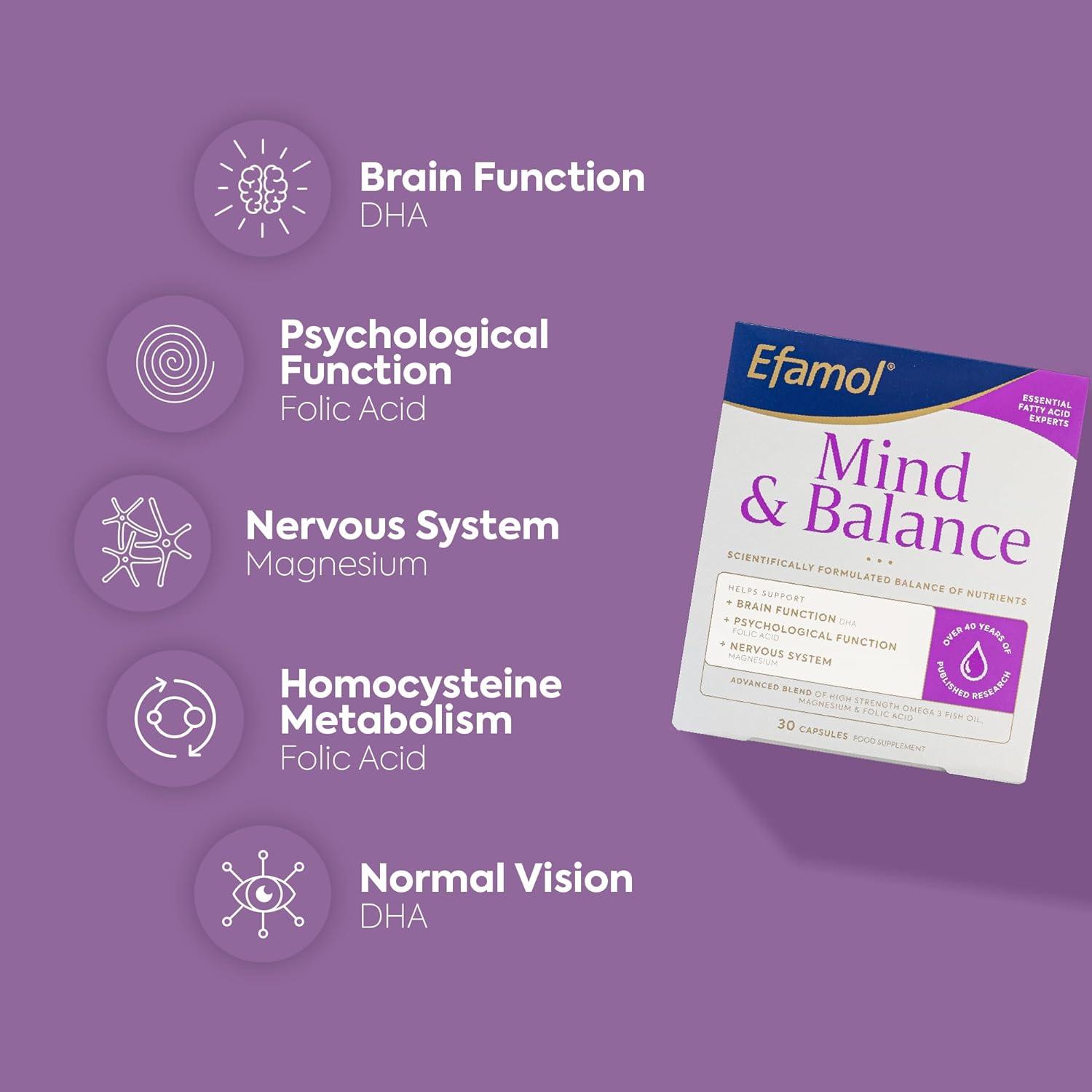 Efamol Mind & Balance Supplement | DHA & EPA for Brain Function | 30 ...