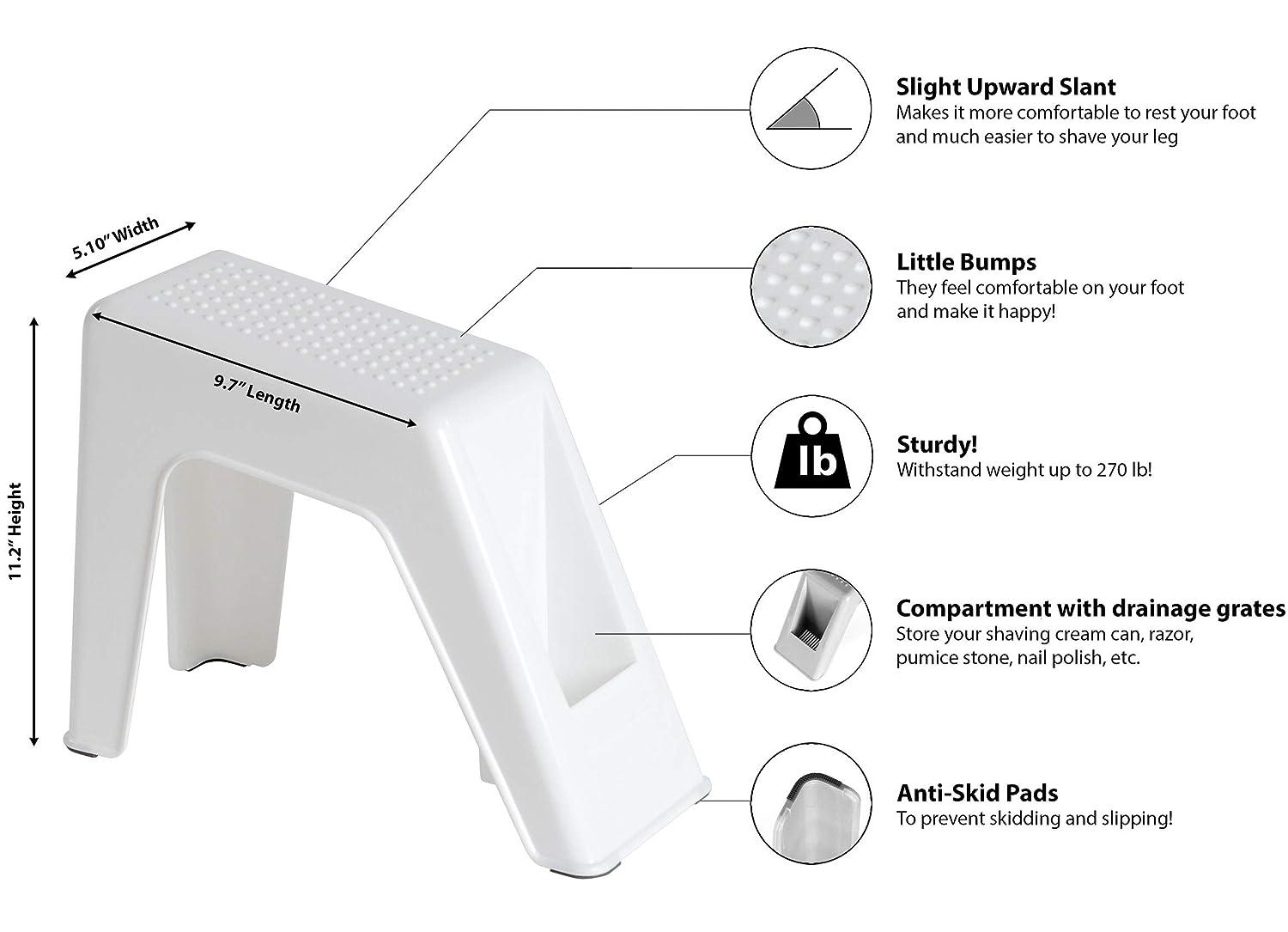 Demi's Home Grey Shower Foot Rest - Pedicure Foot Rest (Supplies Not ...