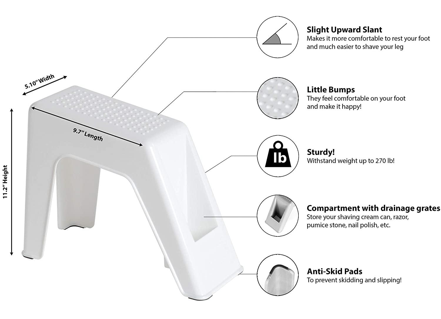 Demi's Home Shower Foot Rest for Pedicures - White Footrest (Supplies ...