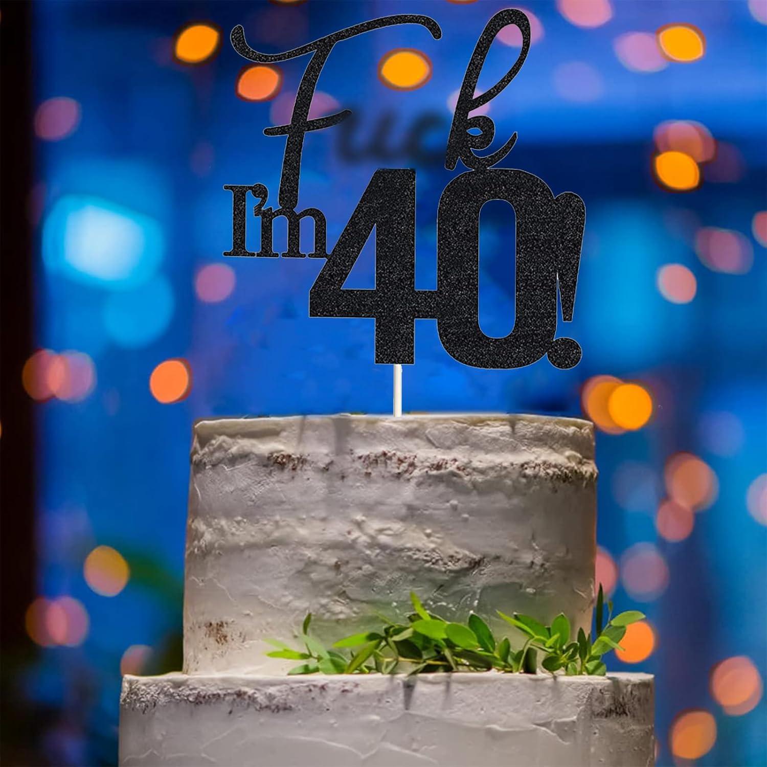 VIKY 40th Birthday Cake Topper | Glittery Kuchendeko for Men | Black ...