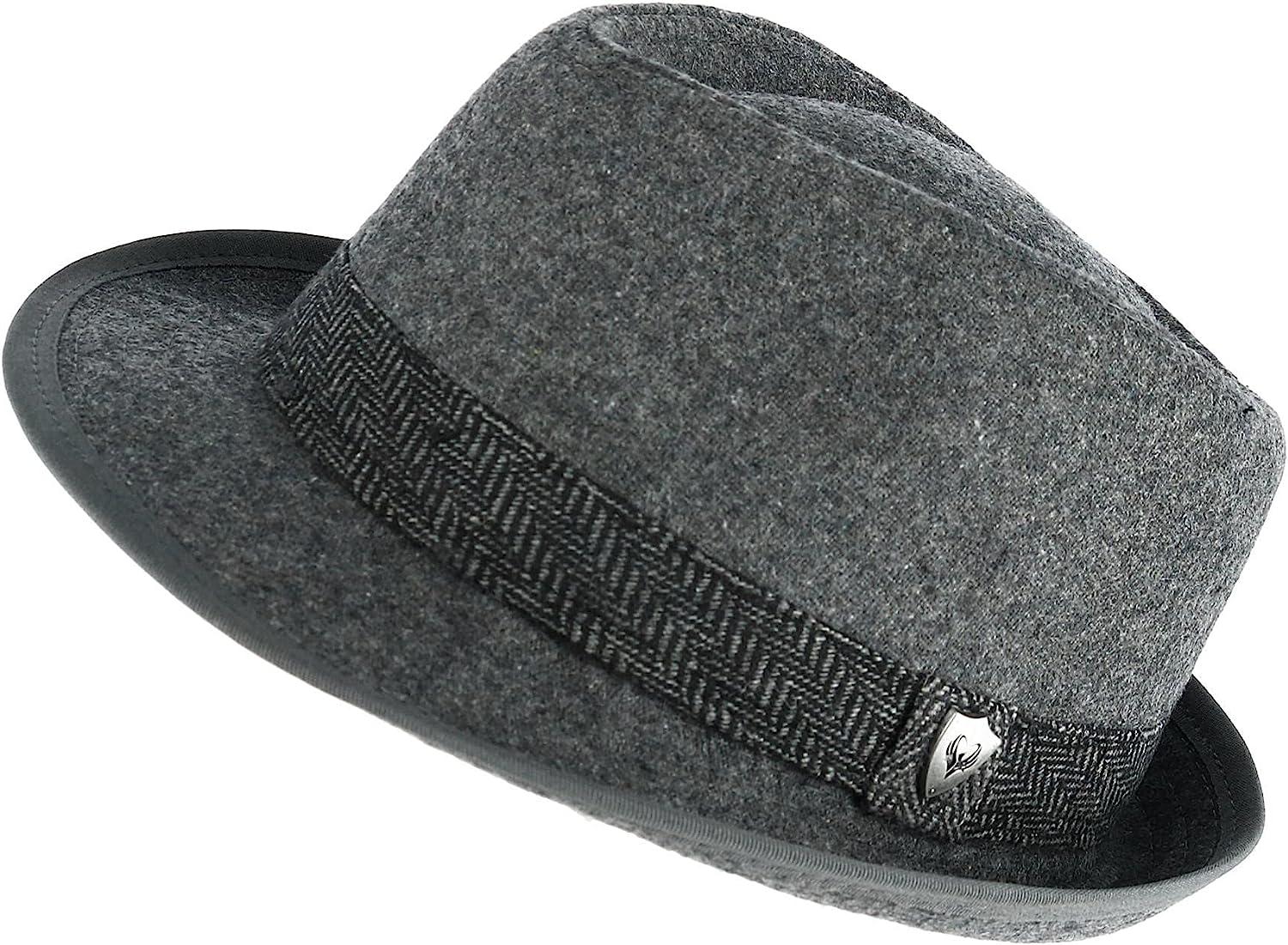 Ascentix Men's Fedora - Classic Wool Blend with Herringbone Band ...