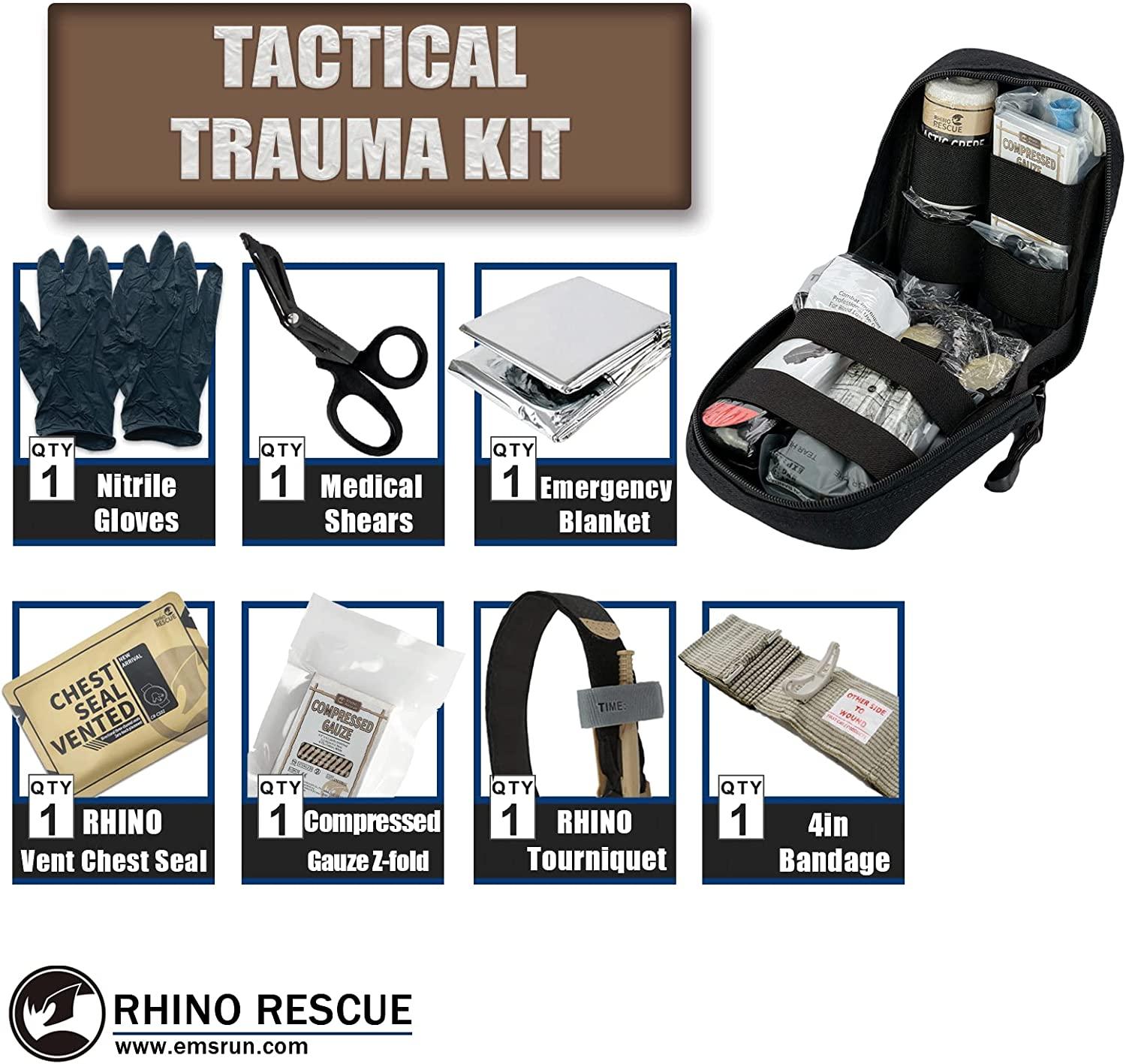 RHINO RESCUE Tactical Trauma Kit - Emergency First Aid IFAK Refill ...
